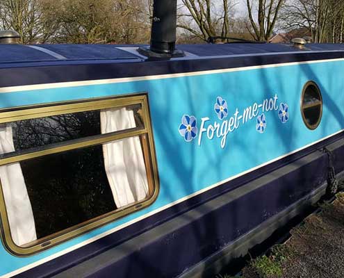 Forget Me Not, our Narrowboat on the Lancaster Canal. Book her now