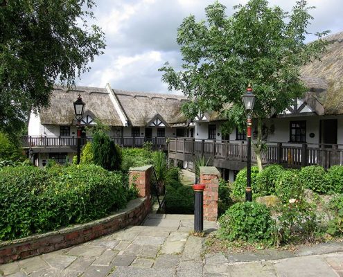 Guys Thatched Hamlet and Owd Nells Tavern on The Lancaster Canal
